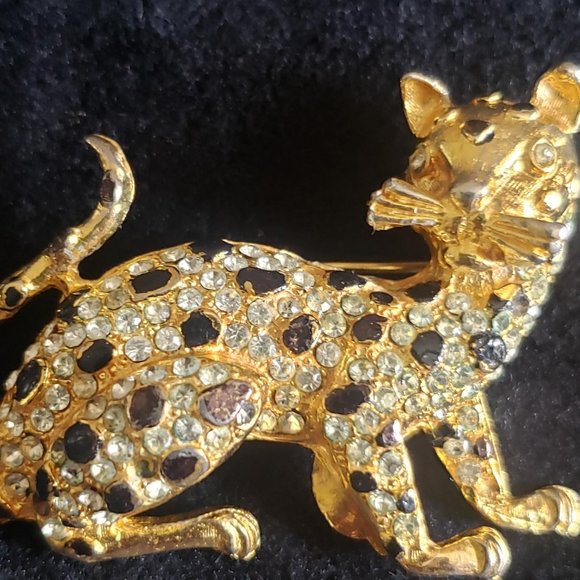 Vintage | Jewelry | Vintage Leopard Brooch Pin Gold Tone Cat | Poshmark